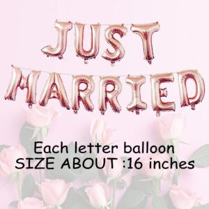 LaVenty Set of 12 Just Married Balloons Just Married Banner Bridal Shower Party Balloons Bridal Shower Party Decoration Wedding Party Decoration