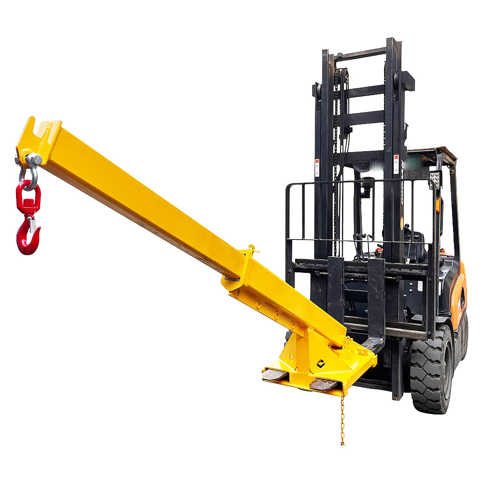 TECHTONGDA Fork Mounted Hoist Jib Boom Crane, 6600LB Capacity Telescopic Boom Lift Crane, 63"-98" Manual Telescoping, Forklift Mobile Crane Lifting Hoist, Forklift Boom Attachments Lifting Equipment