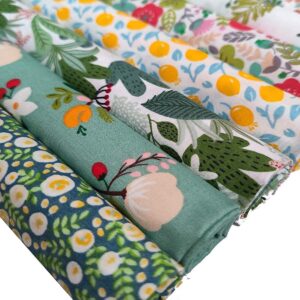 Qililandiy 7 Pcs Floral and Cactus Series Cotton Fabric Fat Quarters Fabric Bundles 18x22 inch for Sewing Quilting and Crafting Projects