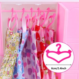 JANYUN 50 Packs Small Doll Cloth Hangers for 11.5 inch Girl Dolls for Plastic Hanging Dress Closet Accessories, Mixed Packaging