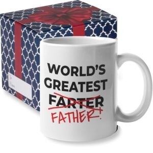 world's greatest farter funny fathers day coffee mug | best farter ever coffee cup - funny fathers day mugs from son daughter kids | cool christmas presents fun birthday gag gifts (wgf white)