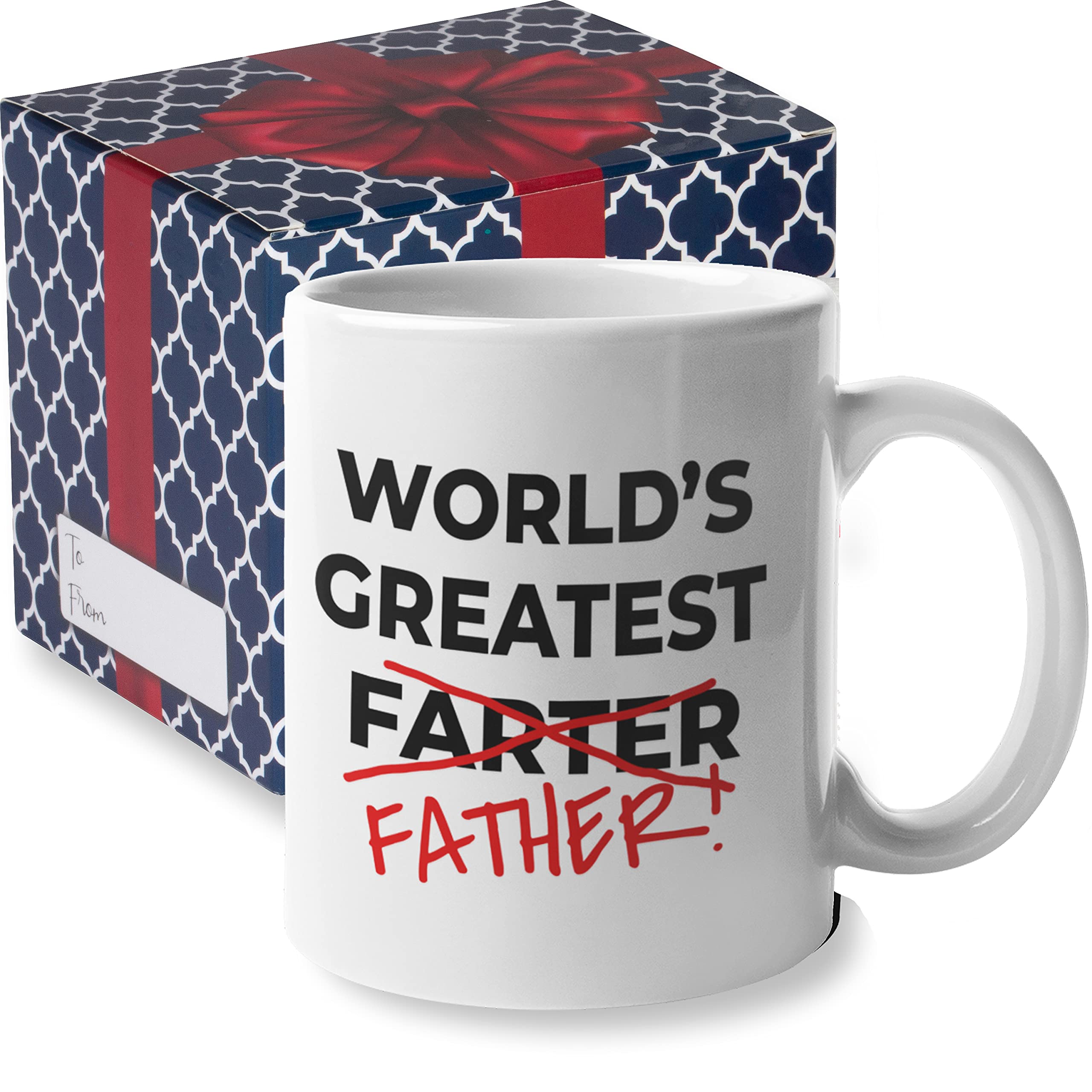 World's Greatest Farter Funny Fathers Day Coffee Mug | Best Farter Ever Coffee Cup - Funny Fathers Day Mugs from Son Daughter Kids | Cool Christmas Presents Fun Birthday Gag Gifts (WGF White)