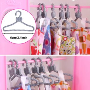 JANYUN 50 Packs Small Doll Cloth Hangers for 11.5 inch Girl Dolls for Plastic Hanging Dress Closet Accessories, Mixed Packaging