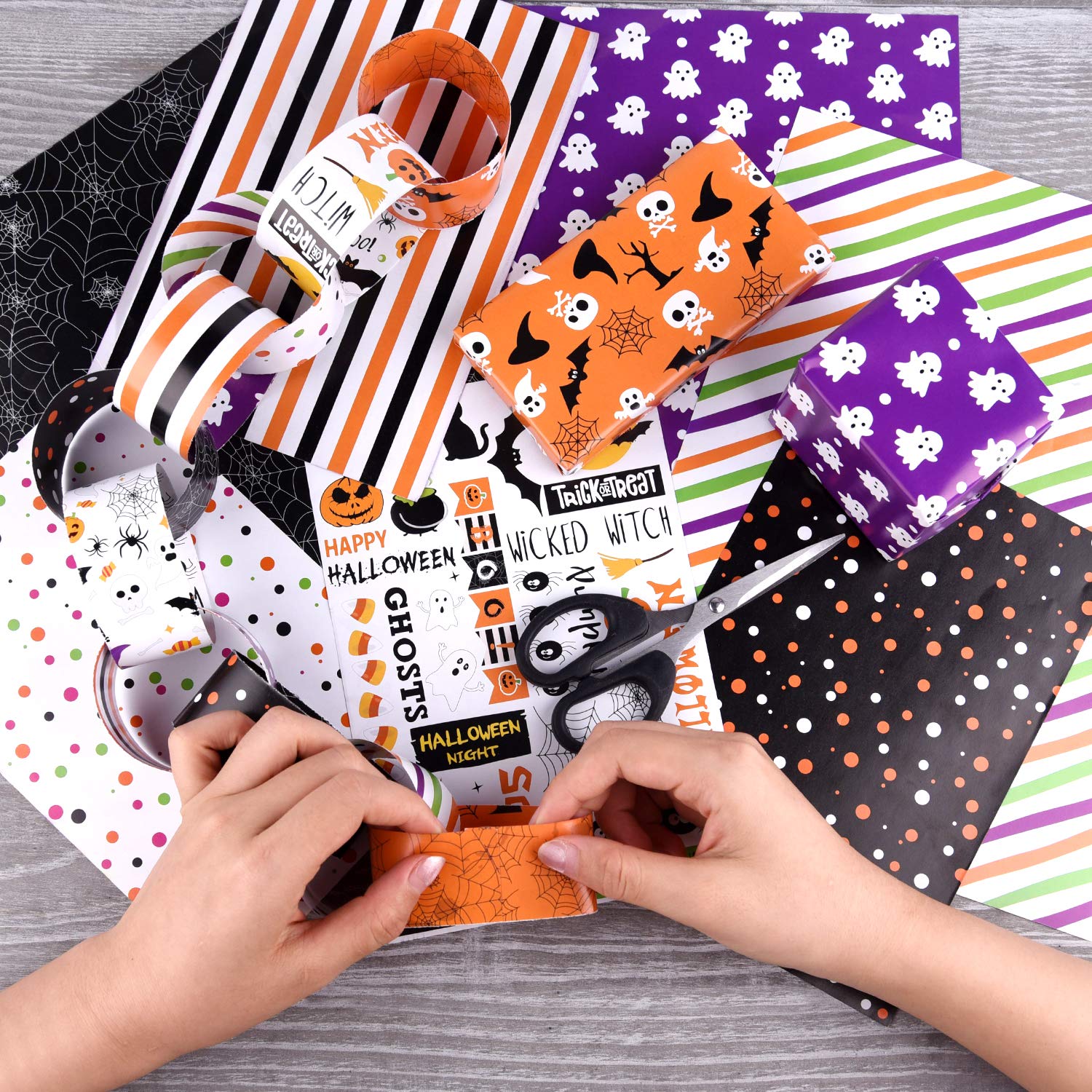 ASTARON 30 Sheets Halloween Pattern Paper Set A4 Size(8.2 x 11" ), Decorative Paper for Card Making Craft Scrapbook Decoration, 10 Styles (Not Tissue Paper!!)