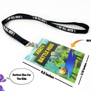 12-Pack Battle Royale VIP Battle Pass Lanyard - Birthday Party Favor, Video Gaming Theme Party Decoration