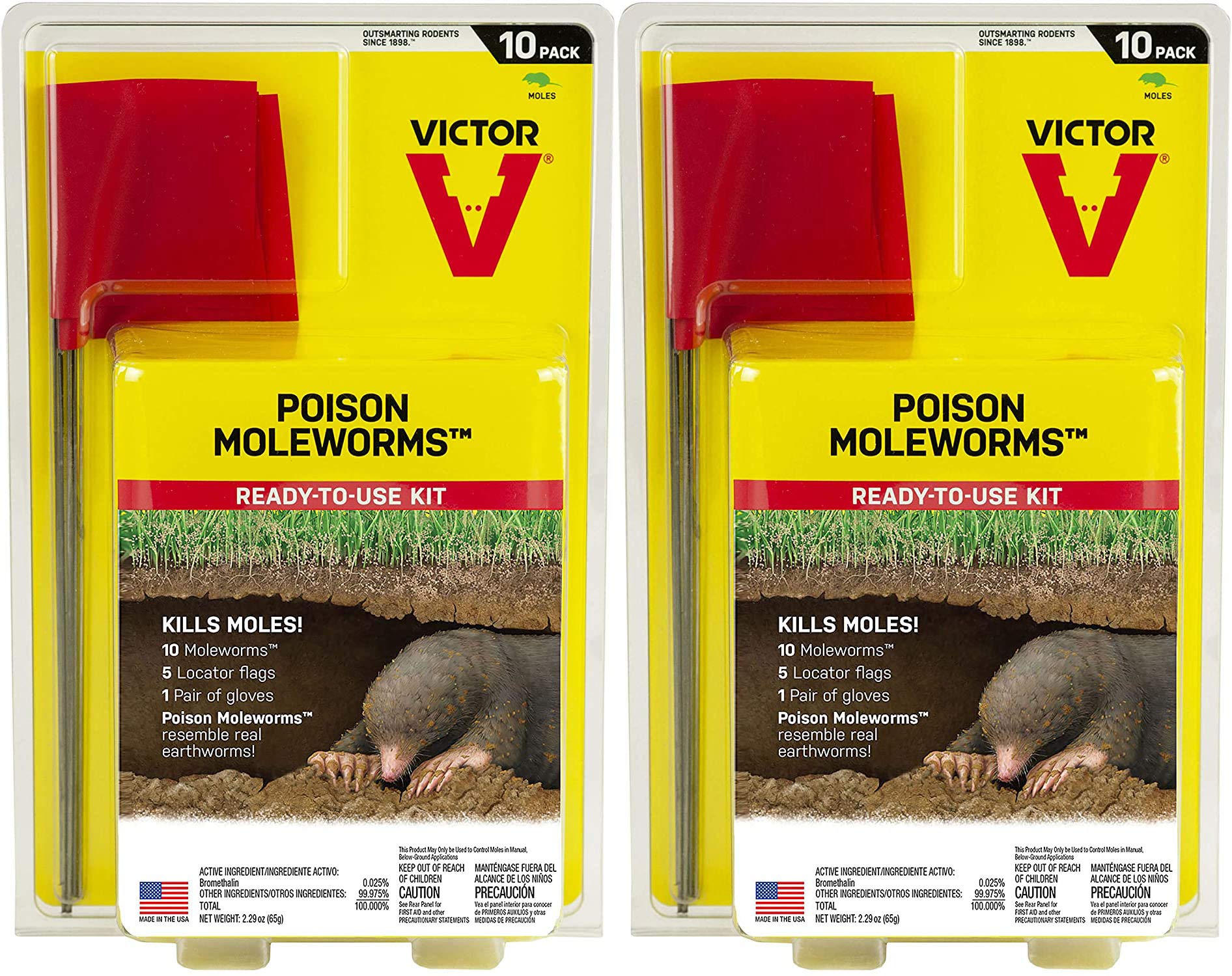 Victor M6009 Poison Moleworms, Yellow (Twо Расk)