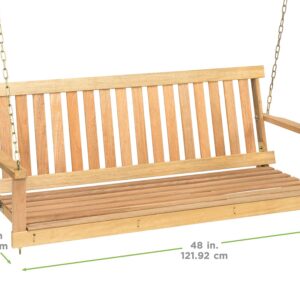 Traditional 4-Foot Wooden Porch Swing Seat with Chains Woodlawn&Home, 800018