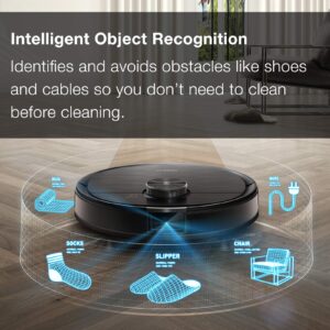 ECOVACS Deebot Ozmo T8 AIVI Robot Vacuum Cleaner & Mop with Auto-Empty Station, Smart Objection Recognition, Advanced Laser Mapping, High Efficiency Filter Ideal for Pet Hair, 3+ Hours of Runtime