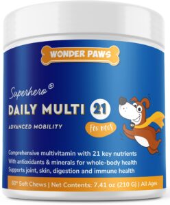 wonder paws premium multivitamin for dogs daily multi for immune, mood, joint, skin, heart & digestive health - 21 in 1 dog multivitamins for optimal health essential - 60 multivitamin dog chews