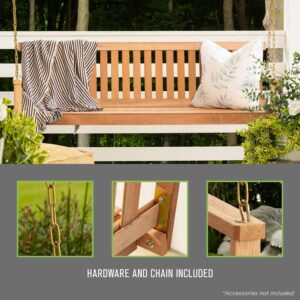 Traditional 4-Foot Wooden Porch Swing Seat with Chains Woodlawn&Home, 800018