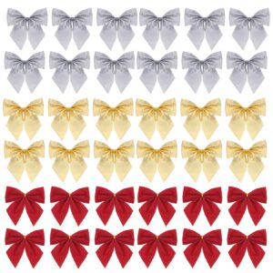 90 pcs christmas tree bows, fengek 2.36 inch mini ribbon bows ornaments for christmas decoration gift wrap supplies, multicolor a