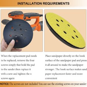 6 Inch 6 Hole Replacement Sander Pad for Ridgid R2611 Random Orbit Sander- 6" Hook and Loop Sanding Pad Work with 6 Inch Sander Disc - 2 Pack