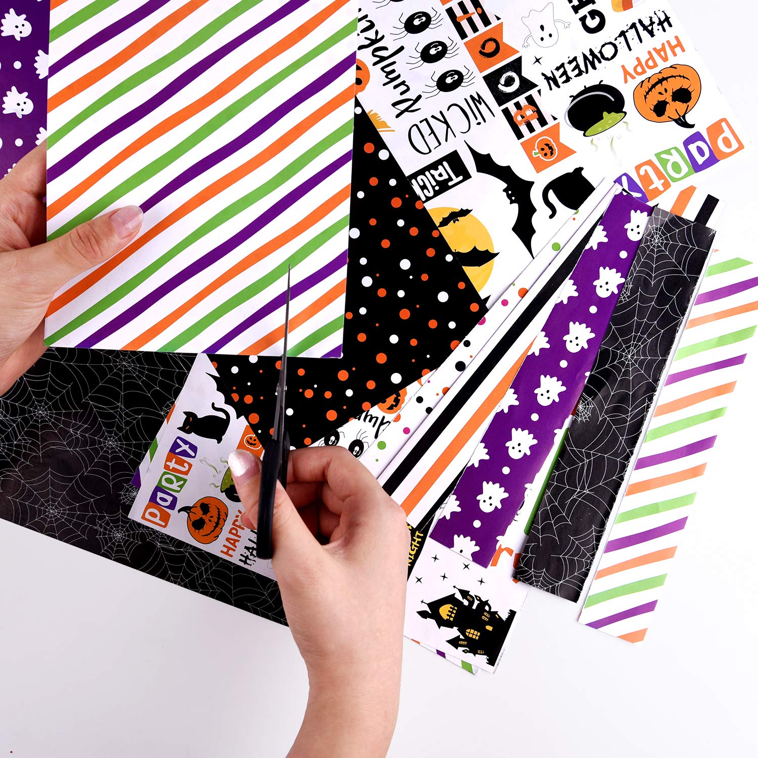 ASTARON 30 Sheets Halloween Pattern Paper Set A4 Size(8.2 x 11" ), Decorative Paper for Card Making Craft Scrapbook Decoration, 10 Styles (Not Tissue Paper!!)