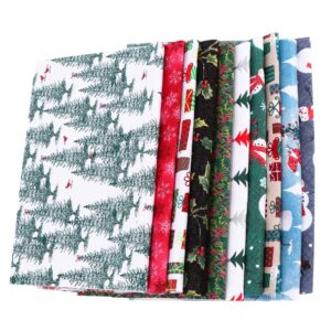 exceart 10 sheets christmas cotton fabric bundles square christmas tree quilting patchwork precut santa claus printed fabric scraps for christmas sewing diy crafts 20x25cm