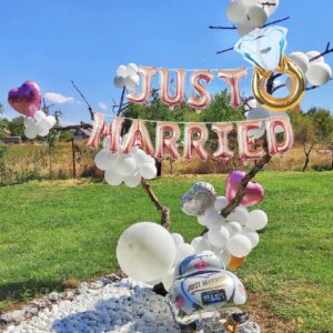 LaVenty Set of 12 Just Married Balloons Just Married Banner Bridal Shower Party Balloons Bridal Shower Party Decoration Wedding Party Decoration