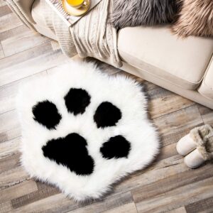 Ashler Ultra Soft Faux Sheepskin Fur Rug, Kids Room Rug, Shaggy Cat Paw Rugs, Non Slip Throw Rug, Fluffy Carpet Bedroom Rug, Area Rug, Coal Black 2.55 x 3 Feet