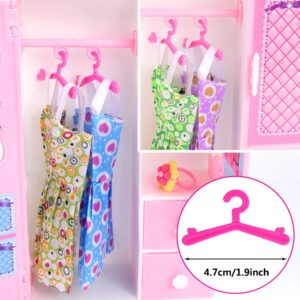 JANYUN 50 Packs Small Doll Cloth Hangers for 11.5 inch Girl Dolls for Plastic Hanging Dress Closet Accessories, Mixed Packaging