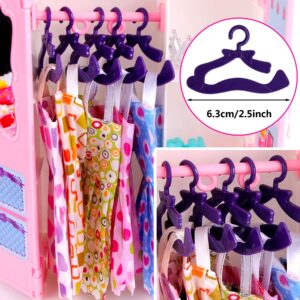 JANYUN 50 Packs Small Doll Cloth Hangers for 11.5 inch Girl Dolls for Plastic Hanging Dress Closet Accessories, Mixed Packaging