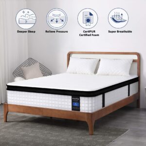 Inofia Full Mattress, 12 Inch Hybrid Innerspring Foam Mattress, Double Bed in a Box, Medium Firm Mattress for More Comfort, Full Size