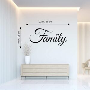 World of Wall Decal Family Wall Decal Quotes Sayings Family Words Sign Decor for Living Room Wall Art Lettering Vinyl Stickers (10Hx22W inches Matte Black)