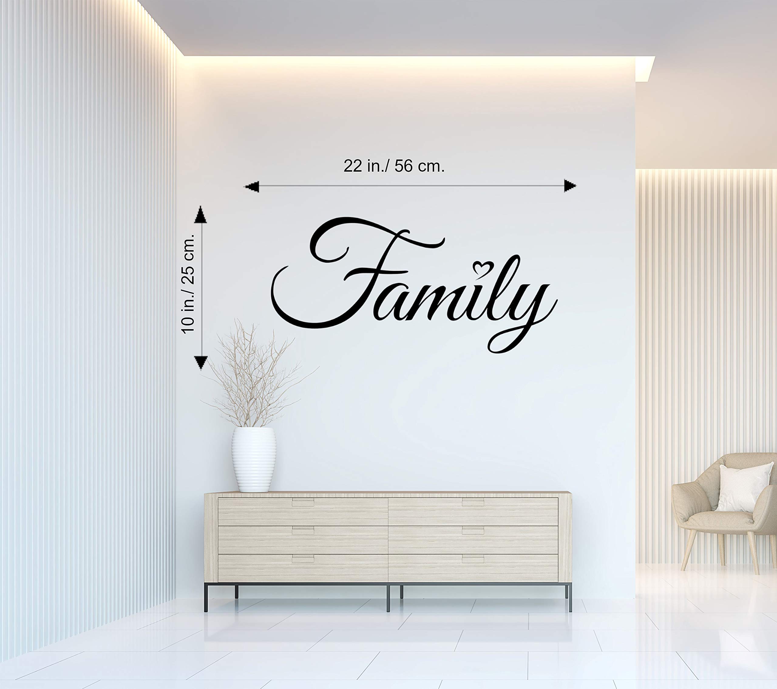 World of Wall Decal Family Wall Decal Quotes Sayings Family Words Sign Decor for Living Room Wall Art Lettering Vinyl Stickers (10Hx22W inches Matte Black)