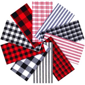 tatuo 10 pieces christmas fabric squares bundles 10 x 10 inch buffalo plaid cotton fabric squares charm precut checked quilting fabric for christmas holiday diy sewing crafts