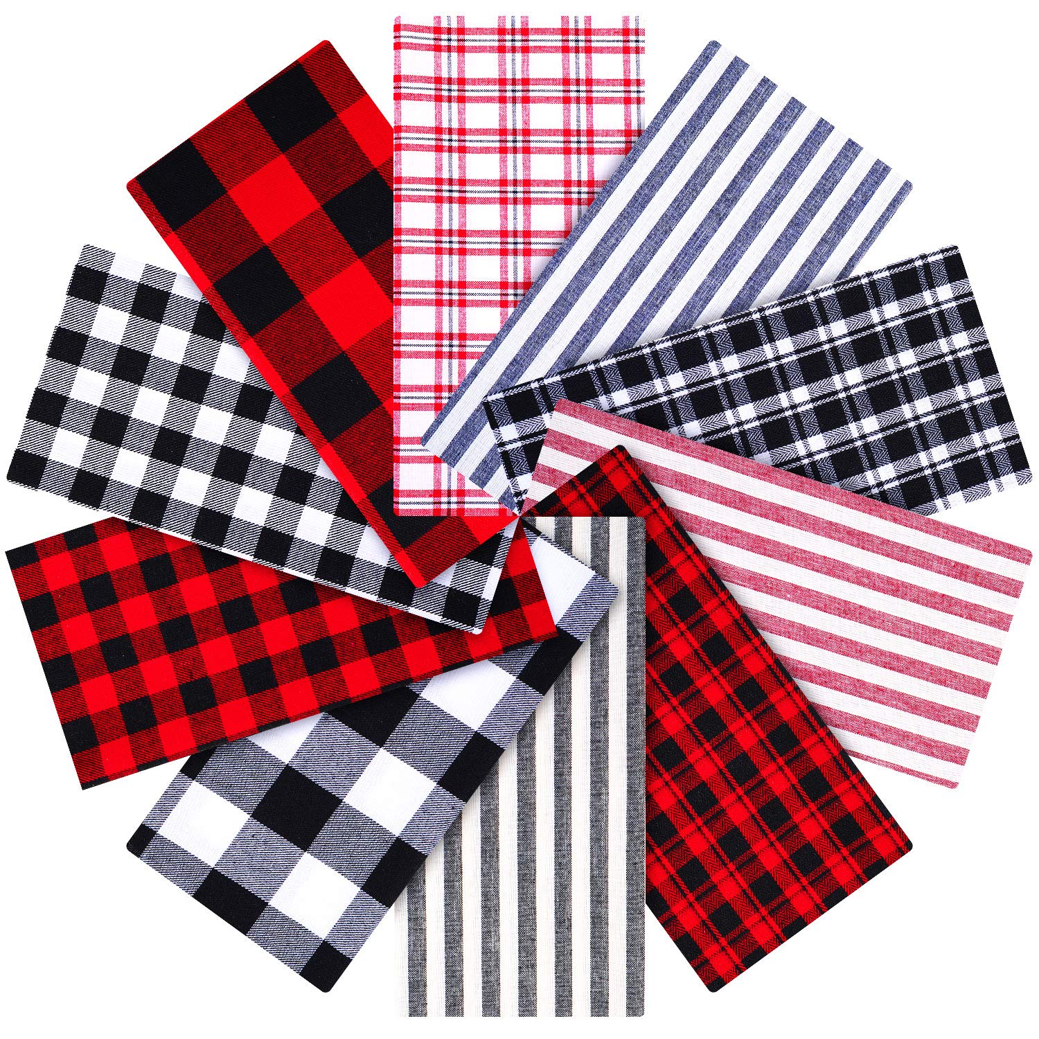 Tatuo 10 Pieces Christmas Fabric Squares Bundles 10 x 10 Inch Buffalo Plaid Cotton Fabric Squares Charm Precut Checked Quilting Fabric for Christmas Holiday DIY Sewing Crafts