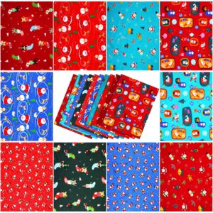 10 Pieces Christmas Fabric 18 x 22 Inch Christmas Fabric Bundles Sewing Squares Fabric Quilting Patchwork Christmas Tree Fat Quarters Precut Santa Claus Fabric Scraps for Christmas DIY Crafts