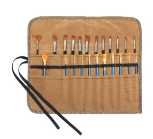 denifiter waxed canvas roll-up pencil bag, heavy duty artist paint brushes organize pouch (khaki)