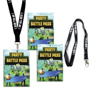 12-pack battle royale vip battle pass lanyard - birthday party favor, video gaming theme party decoration