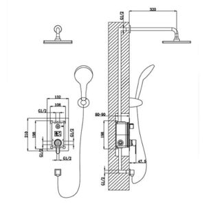 Naples Wall Mount Shower Set With Digital Mixer - LED Display Round Shower Head Hot & Cold Temperature Control - BS61LD Single Handle Contemporary Style Chrome Shower Set Shower Head Size - 10 Inch