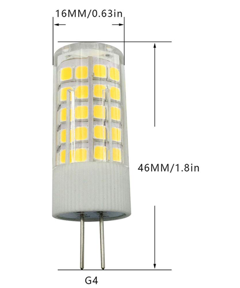 G4 LED Bulbs Dimmable G4 Bi-Pin Base 6W(Equivalent to 50W Halogen Replacement) Warm White 3000K Ceramic Base LED Corn Light for Home Lighting Bedroom, 64 LED 2835 SMD,Dimmable,6 Pack