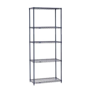 nexel industries inc. nexel - 18"x30"x86", 5 tier, adjustable wire shelving unit, nexguard anti-microbial agent, nsf listed commercial storage rack, blue nexelon, leveling feet