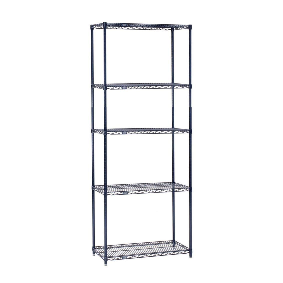 NEXEL INDUSTRIES INC. Nexel - 18"x30"x86", 5 Tier, Adjustable Wire Shelving Unit, NEXGuard Anti-Microbial Agent, NSF Listed Commercial Storage Rack, Blue Nexelon, Leveling feet