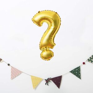 HORUIUS Symbol Question Mark Balloons Gold Question Mark Shaped Foil Mylar Balloons for Baby Shower Gender Reveal Party Supplies Decorations 16 inch 10 PCS