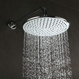 Naples Wall Mount Shower Set With Digital Mixer - LED Display Round Shower Head Hot & Cold Temperature Control - BS61LD Single Handle Contemporary Style Chrome Shower Set Shower Head Size - 10 Inch