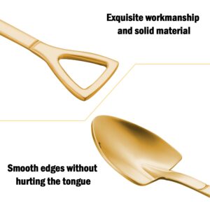 Shovel Spoon Dessert Spoons- 4pcs Ice Cream Spoon Gold Shovel Shape Spoons Mini Long Handle Coffee Afternoon Teaspoon for Home Kitchen Restaurant Party (gold)