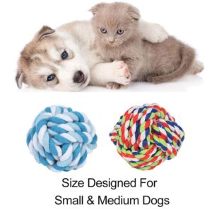 Awgusu Dog Rope Ball Dog Toy 2Pack, Medium Breeds Dog Knot Ball Rope Toys for Puppies to Medium Dog, Dog Rope Toys for Small Dogs, Puppy Rope Toys Teething Chewing, Tug and Boredom