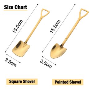 Shovel Spoon Dessert Spoons- 4pcs Ice Cream Spoon Gold Shovel Shape Spoons Mini Long Handle Coffee Afternoon Teaspoon for Home Kitchen Restaurant Party (gold)