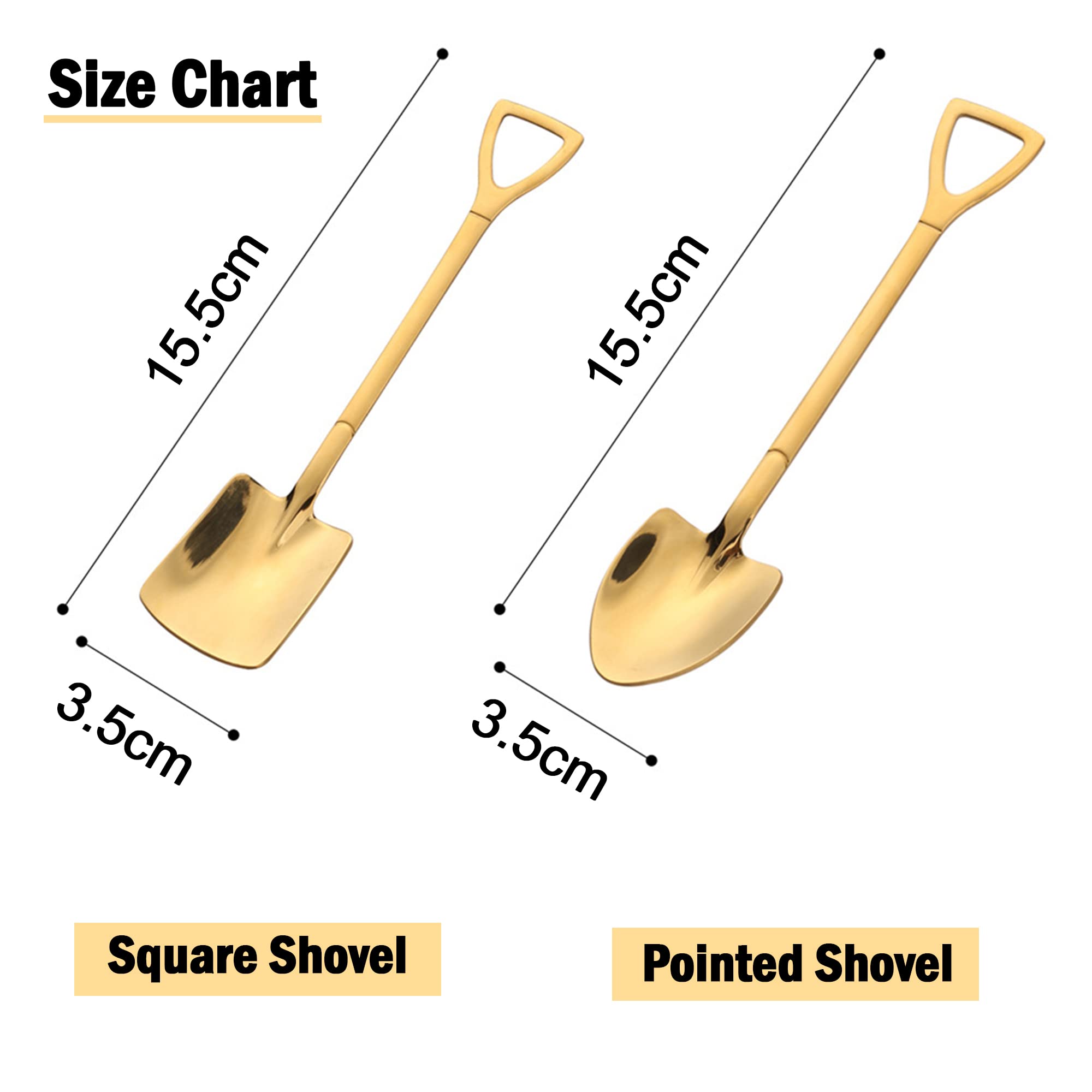 Shovel Spoon Dessert Spoons- 4pcs Ice Cream Spoon Gold Shovel Shape Spoons Mini Long Handle Coffee Afternoon Teaspoon for Home Kitchen Restaurant Party (gold)