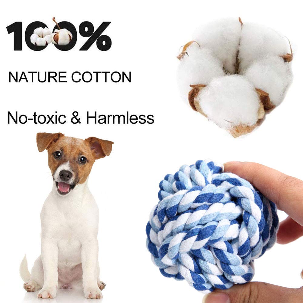 Awgusu Dog Rope Ball Dog Toy 2Pack, Medium Breeds Dog Knot Ball Rope Toys for Puppies to Medium Dog, Dog Rope Toys for Small Dogs, Puppy Rope Toys Teething Chewing, Tug and Boredom