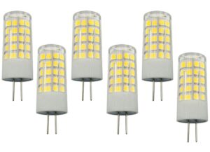 g4 led bulbs dimmable g4 bi-pin base 6w(equivalent to 50w halogen replacement) warm white 3000k ceramic base led corn light for home lighting bedroom, 64 led 2835 smd,dimmable,6 pack