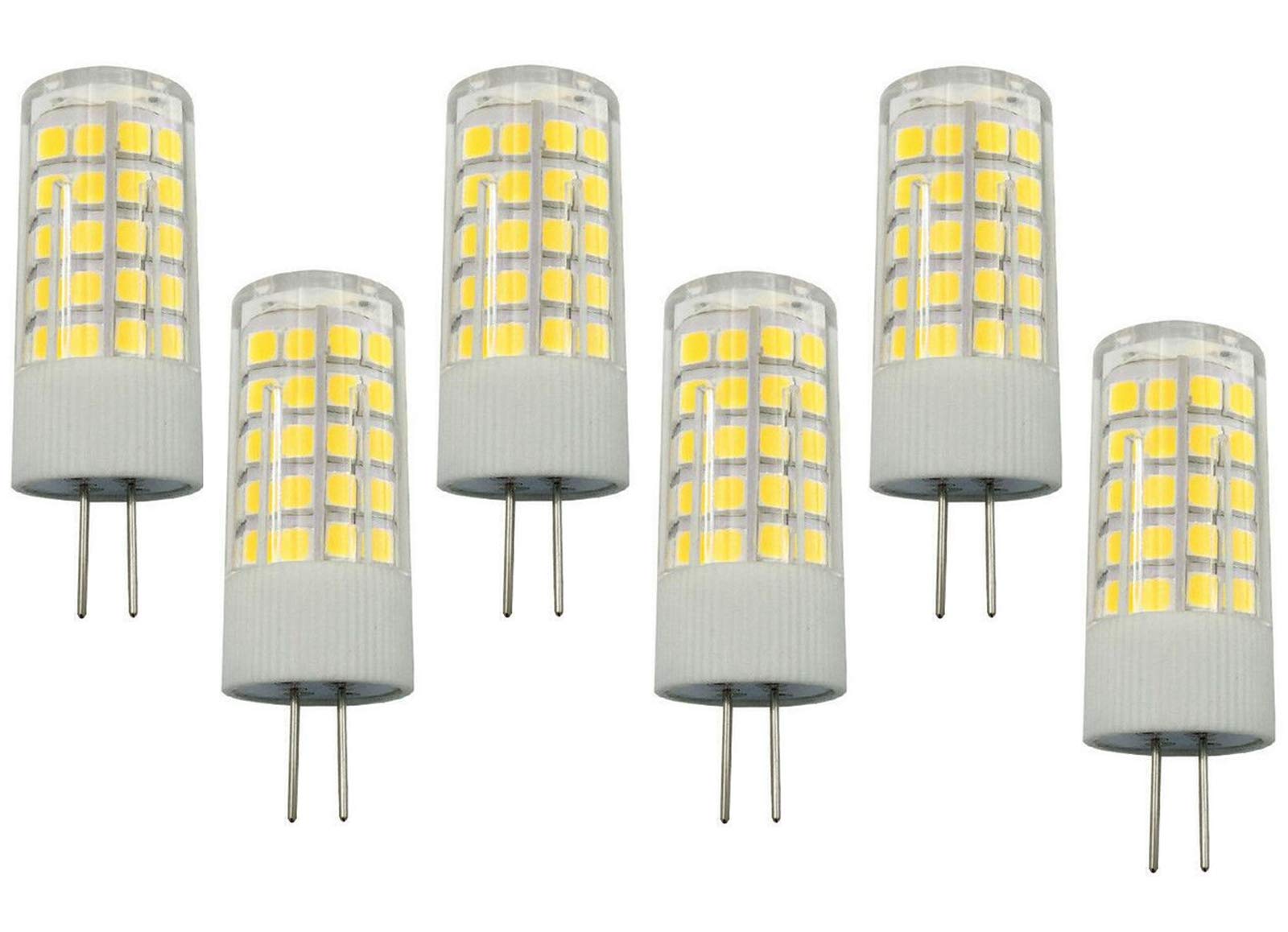 G4 LED Bulbs Dimmable G4 Bi-Pin Base 6W(Equivalent to 50W Halogen Replacement) Warm White 3000K Ceramic Base LED Corn Light for Home Lighting Bedroom, 64 LED 2835 SMD,Dimmable,6 Pack