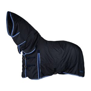 HORZE Glasgow Heavy Weight Winter Turnout (400g Fill) | Waterproof Combo Horse Blanket with Neck Cover - Dark Blue - 78 in