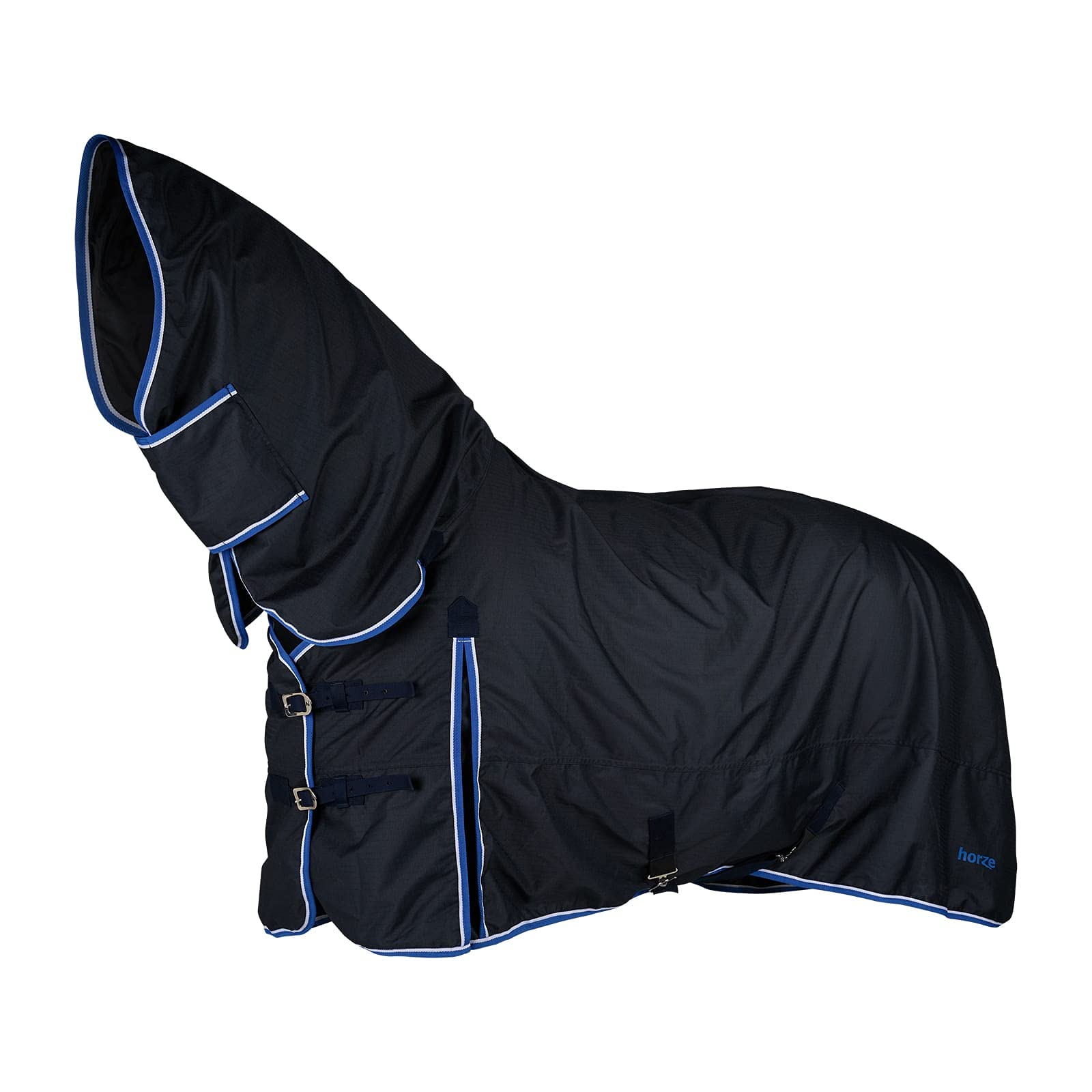 HORZE Glasgow Heavy Weight Winter Turnout (400g Fill) | Waterproof Combo Horse Blanket with Neck Cover - Dark Blue - 78 in