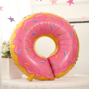 HORUIUS Donut Balloons Sweet Candy Donut Shaped Aluminum Foil Mylar Balloons for Donut Theme Birthday Party Supplies Baby Shower Wedding Donut Time Balloons Decorations 28 inch 4PCS