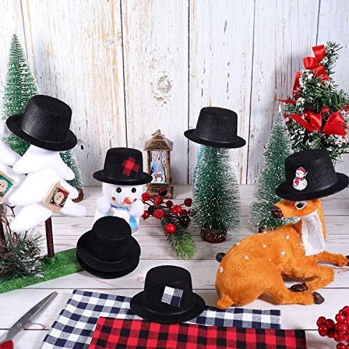 Skylety 8 Pieces Snowman Hats for Crafts Mini Top Hats Felt Top Hats Small Black Craft Top Hats for Christmas Party Snowman Doll Craft Decor