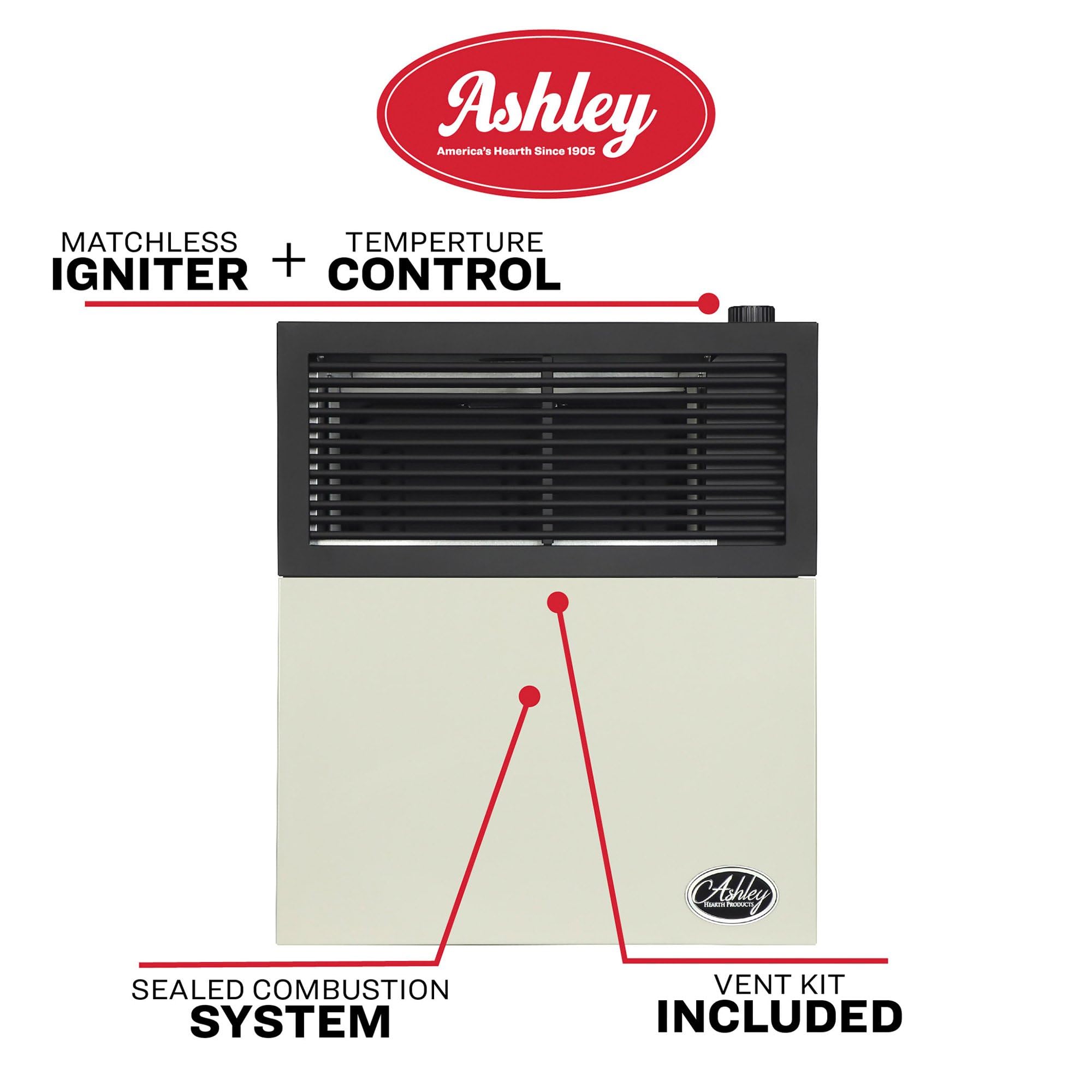 Ashley Hearth DVAG11N 11,000 BTU Direct Vent Natural Gas Heater, Cream