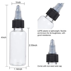 50 Pack 1oz Plastic Squeeze Bottles with Twist Top Cap, Boston Dispensing Bottles Small Sauce Bottle with Squeeze Top, Mini Condiment Squeeze Bottles for Paint, Tattoo Ink, Glue, Crafts, Liquids, Oil