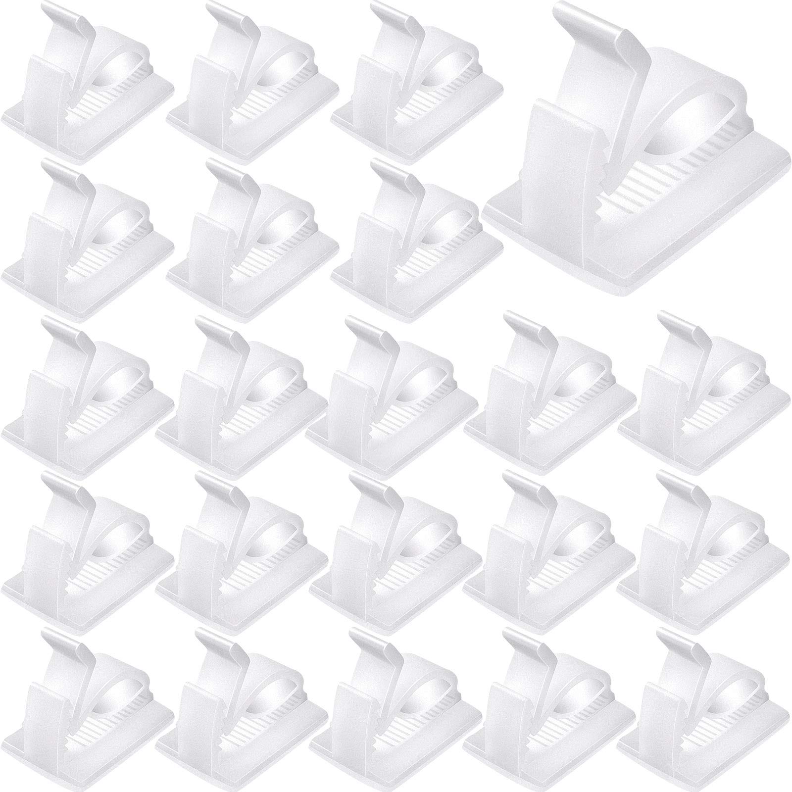 120 Pieces Outdoor Cable Clips Adhesive Cable Management Clips Sticky Wire Clips Cord Holder Cable Hooks Organizers for Christmas Fairy Hanging Light Home Decoration (White,Medium)